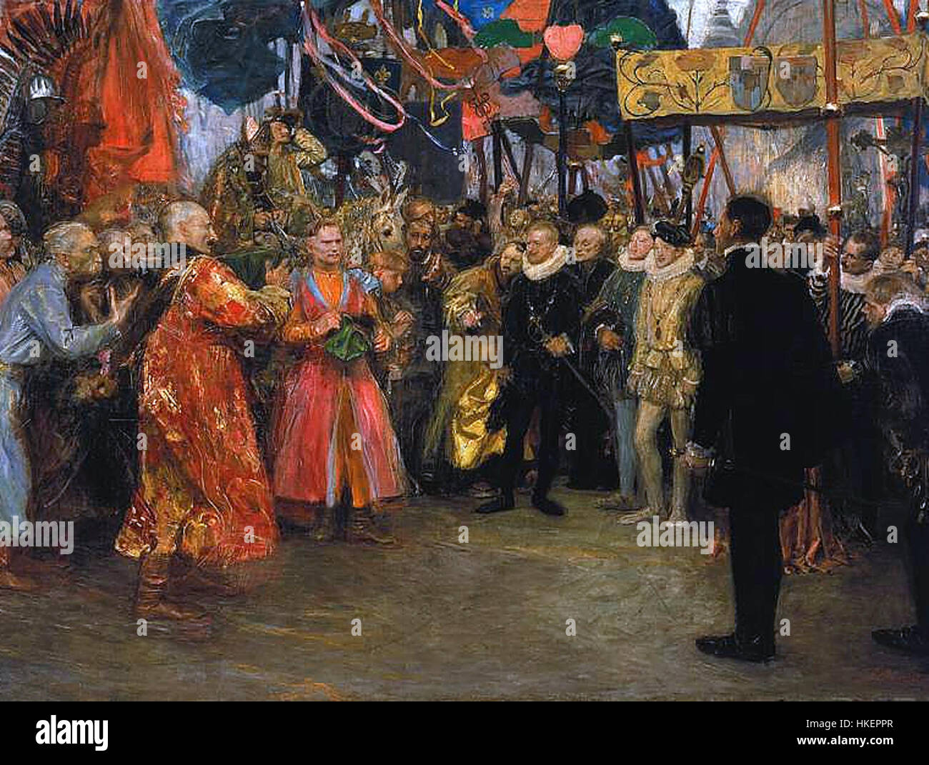 This artwork illustrates the meeting between Polish envoys and King ...