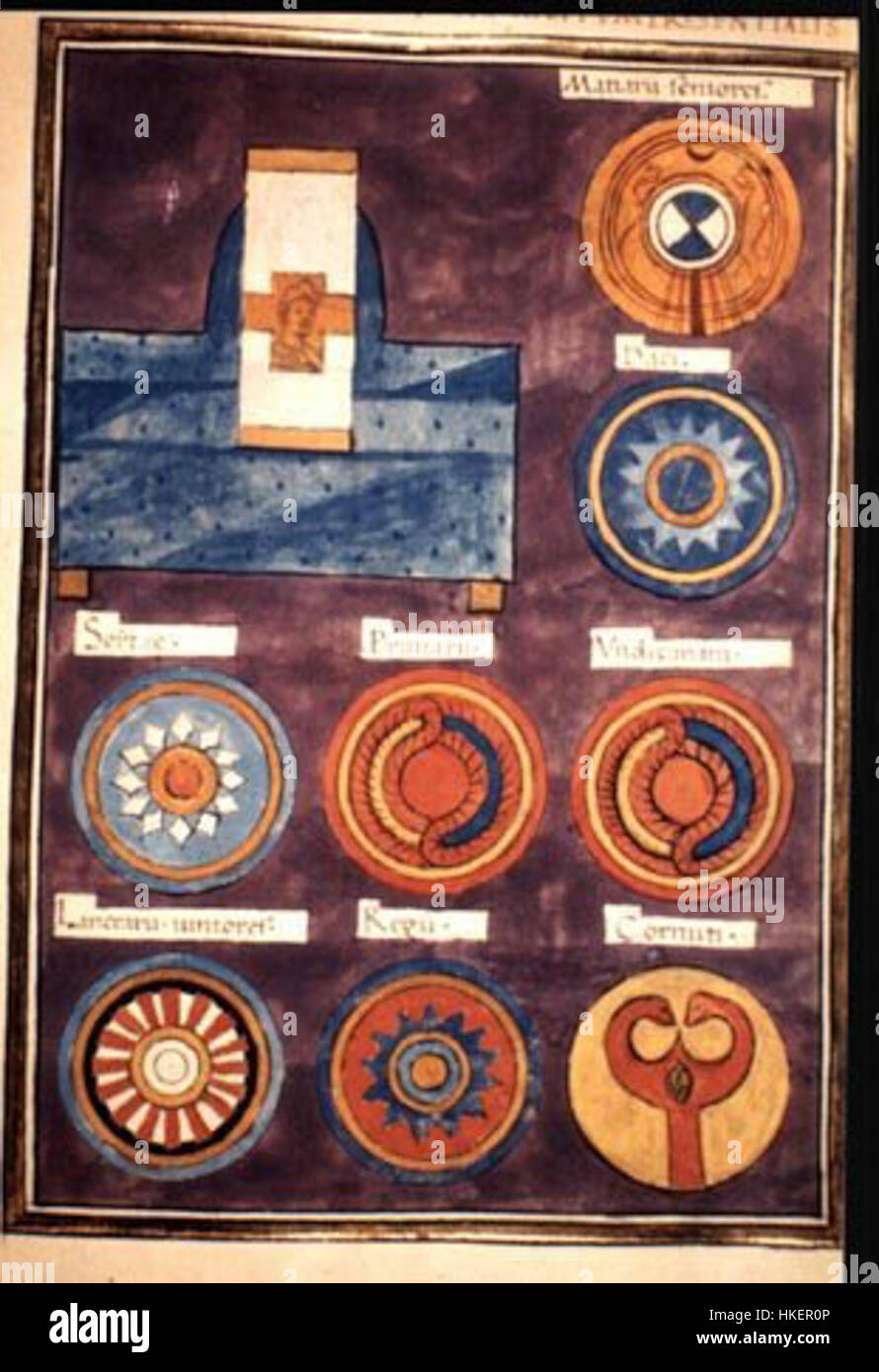 A historical manuscript fragment from the 'Notitia Dignitatum,' a ...