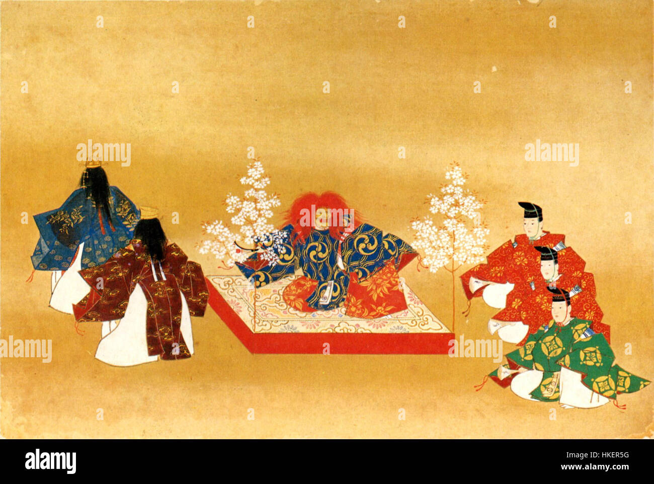 The 'Noh ekagami Arashiyama' is an artwork depicting scenes from ...