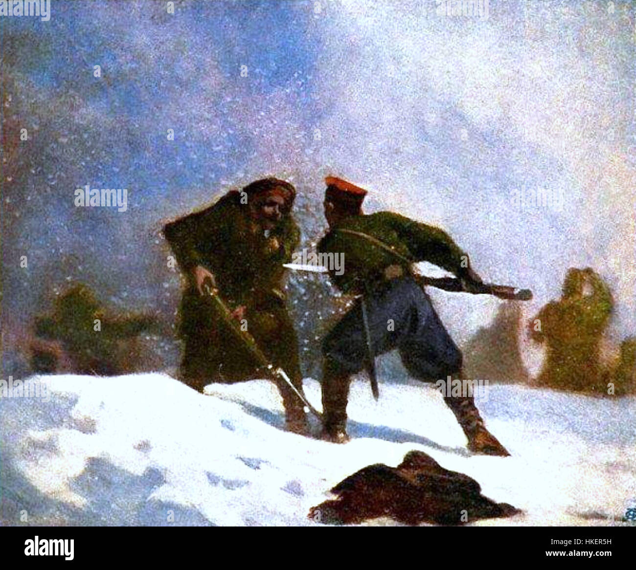 'On the Bayonets' is a historical painting that captures a dramatic ...