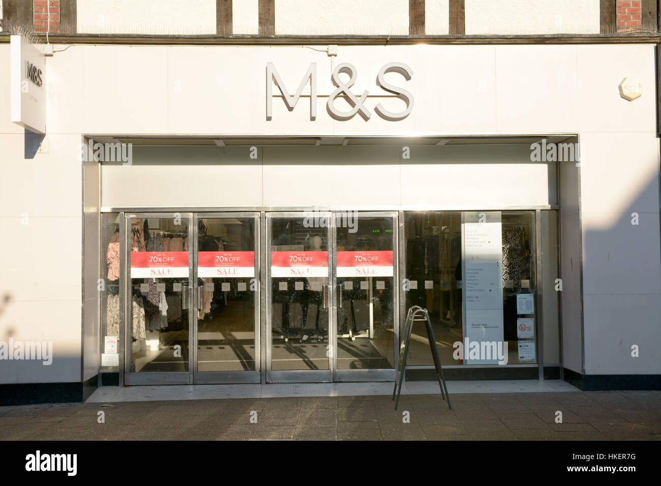 M&S Marks and Spencers shop door entrance in Bedford, Bedfordshire ...