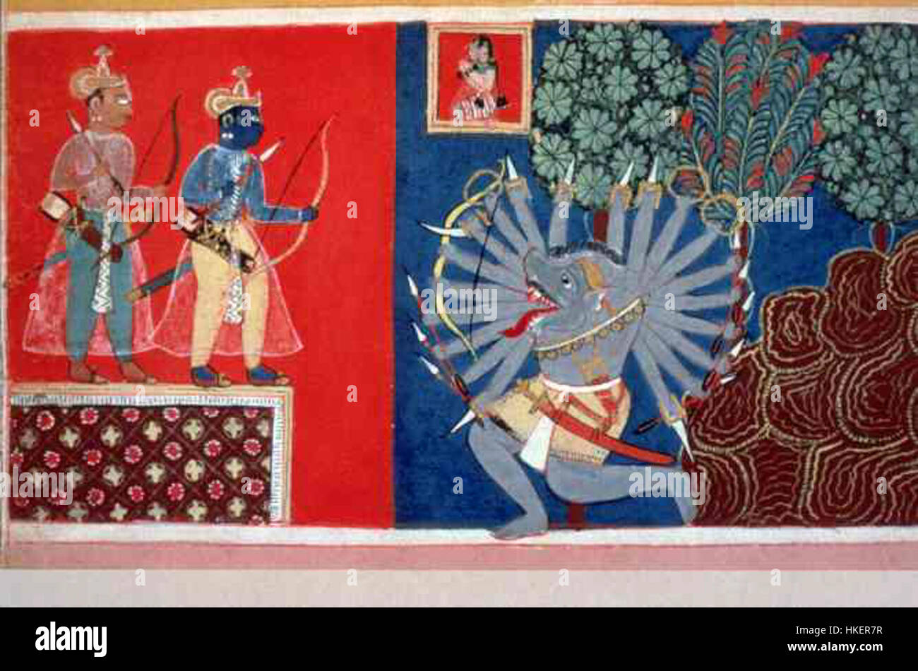 This artwork depicts a scene from the ancient Hindu epic, the Ramayana ...