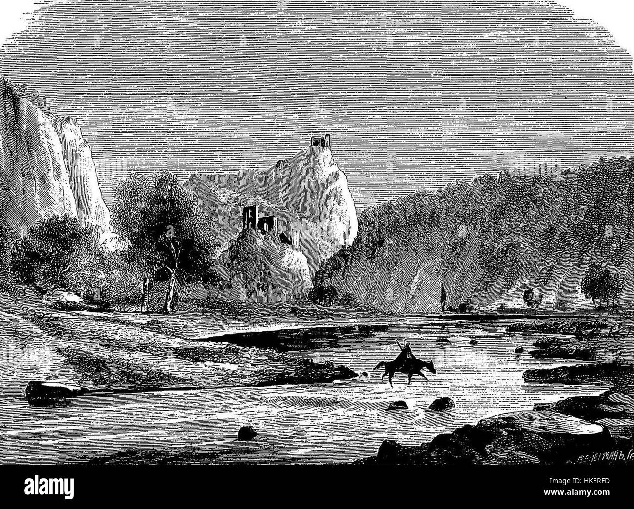 This painting by Roskoschny depicts the rugged landscape of the Darial ...