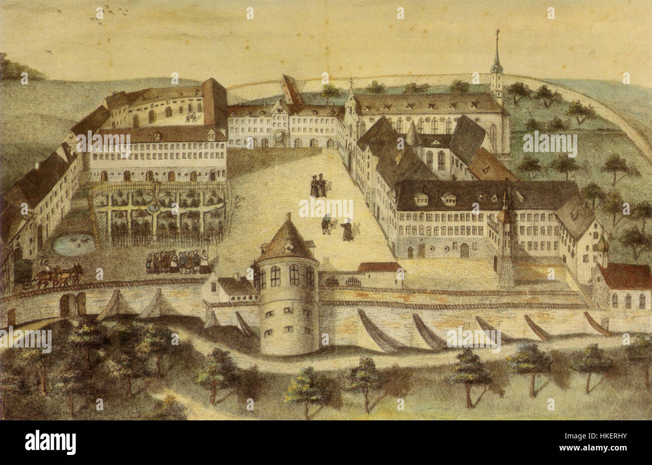 The 'Reichsabtei Elchingen' painting depicts the historical abbey in ...