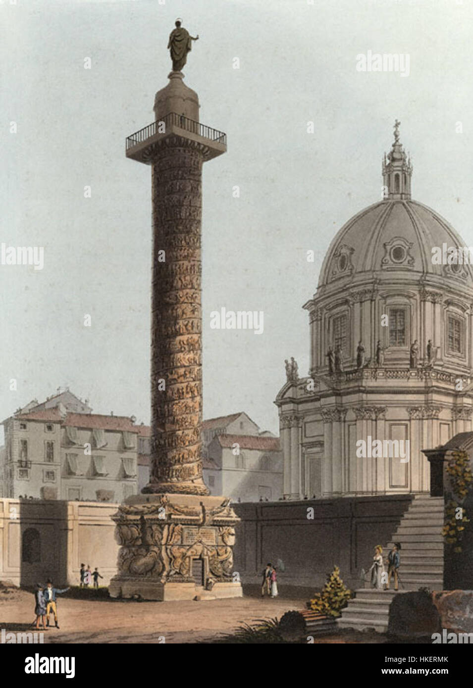 A representation of the Trajan Column in Rome, a monumental structure ...
