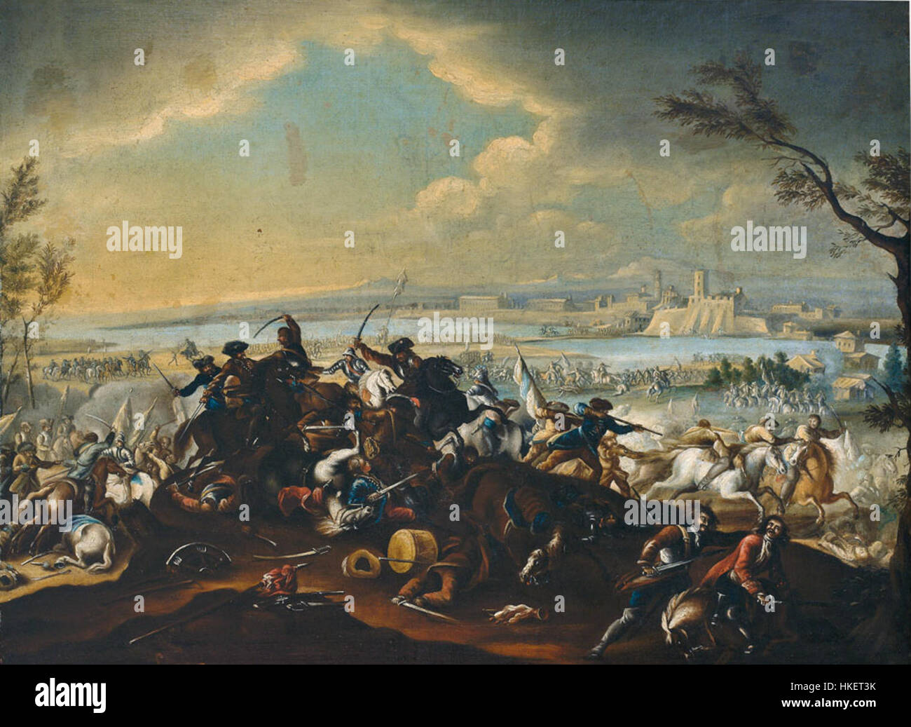 A battle scene circa 1700, possibly depicting a key historical conflict ...