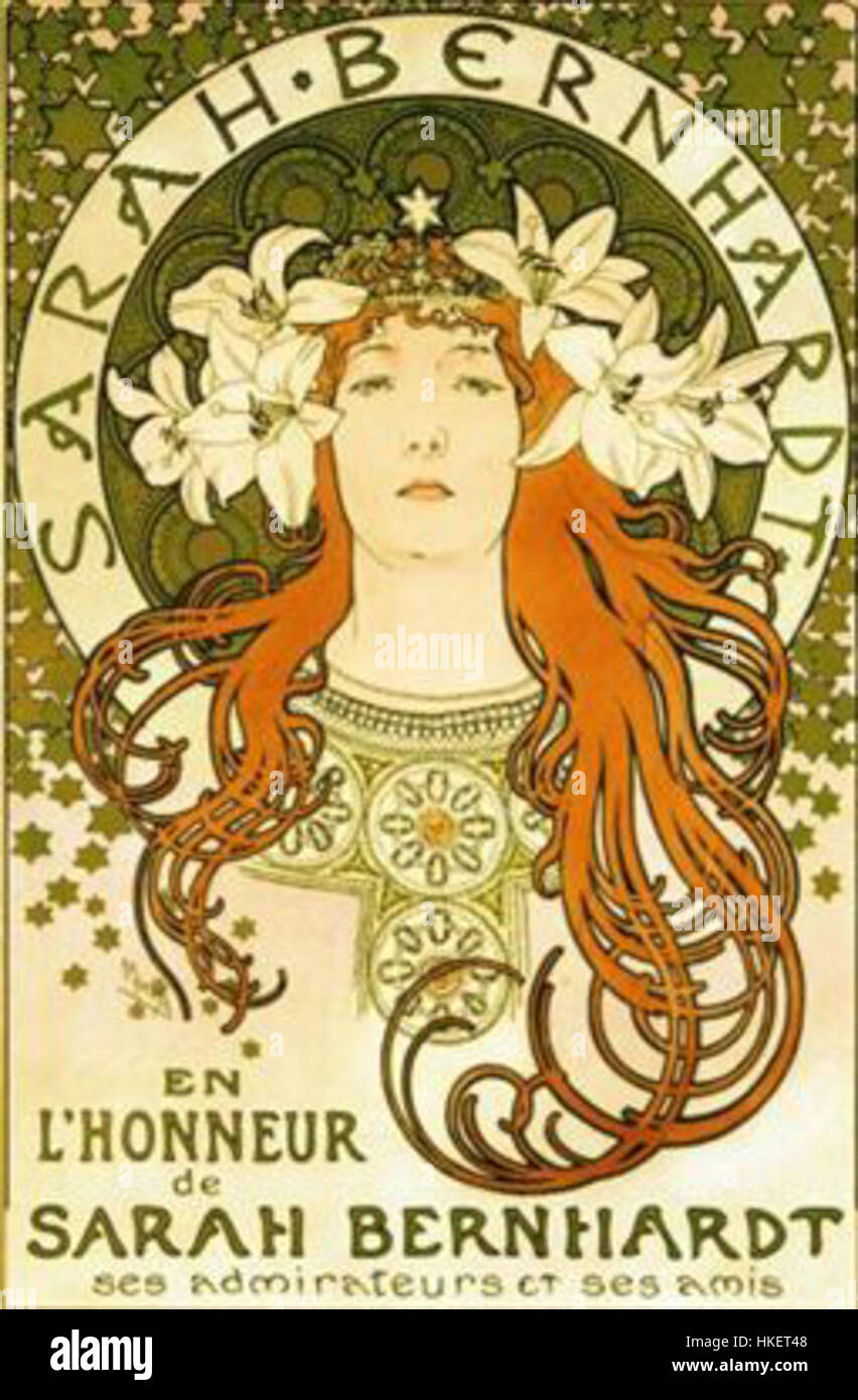 This artwork by Alphonse Mucha features the famous actress Sarah ...