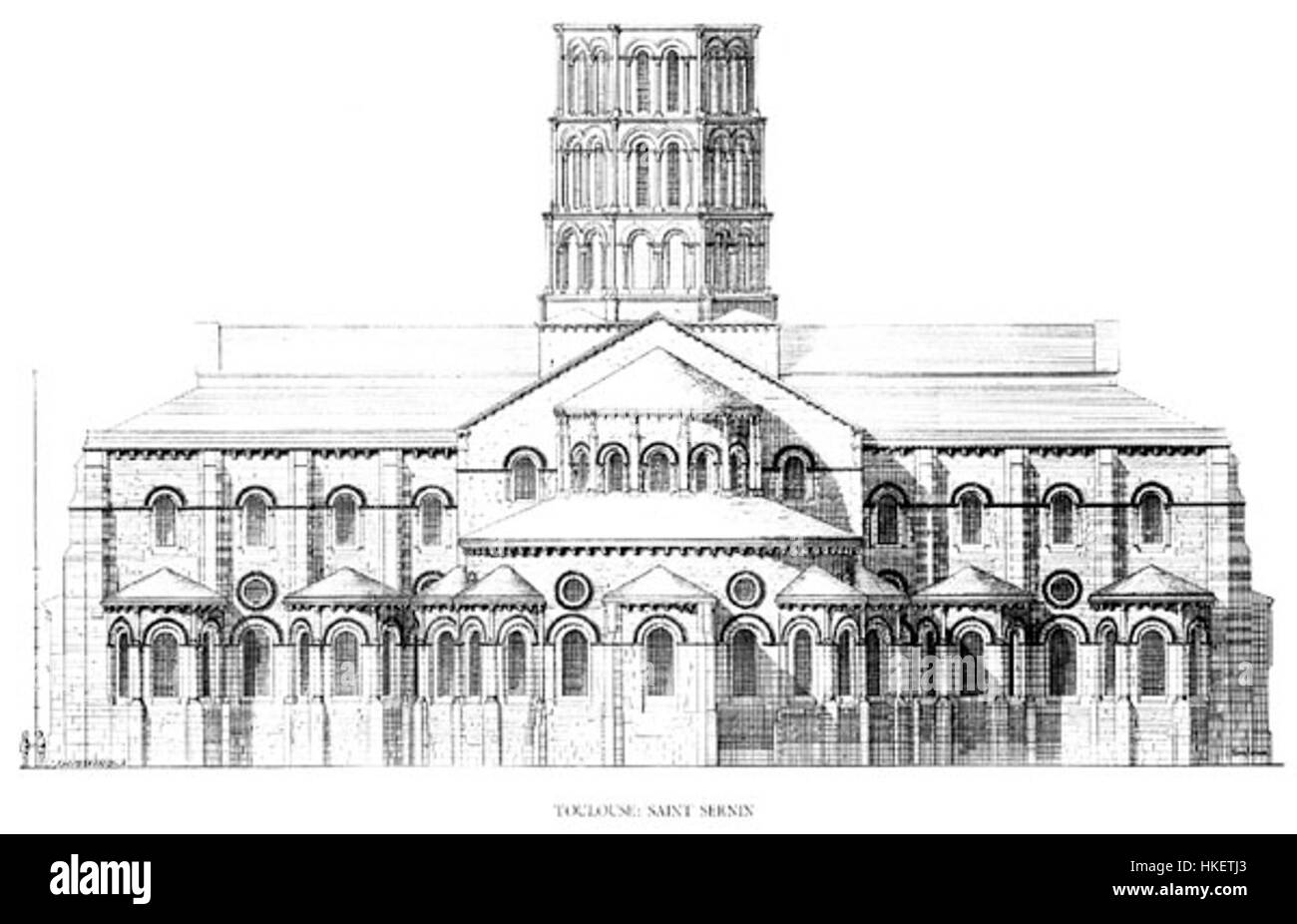 Remains of a romanesque church Black and White Stock Photos & Images ...