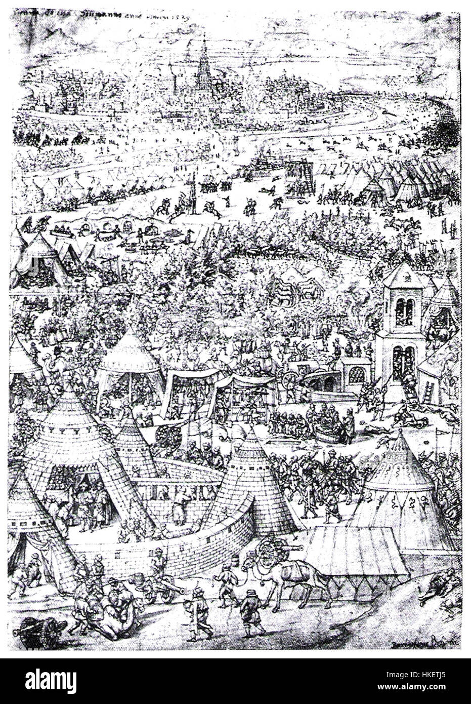 This artwork depicts the 1529 Siege of Vienna, a pivotal moment in ...