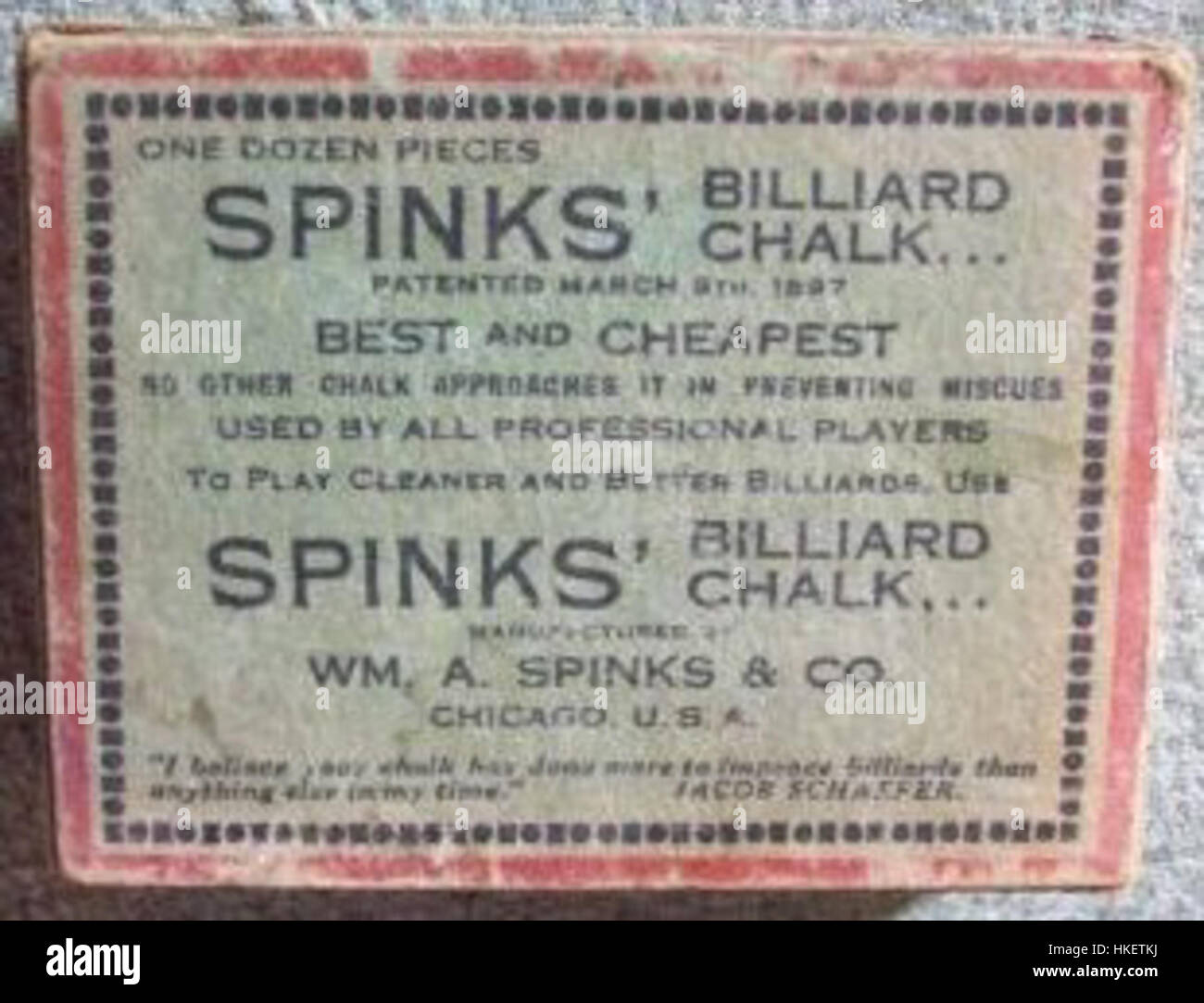 The *Spinks Billiard Chalk Box Top*, circa 1900, is a vintage ...