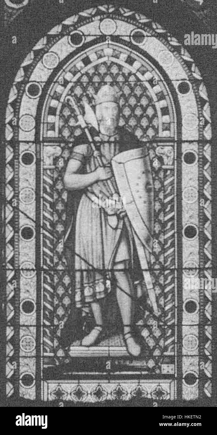 The stained glass window depicting Somerled, a historic figure and ...
