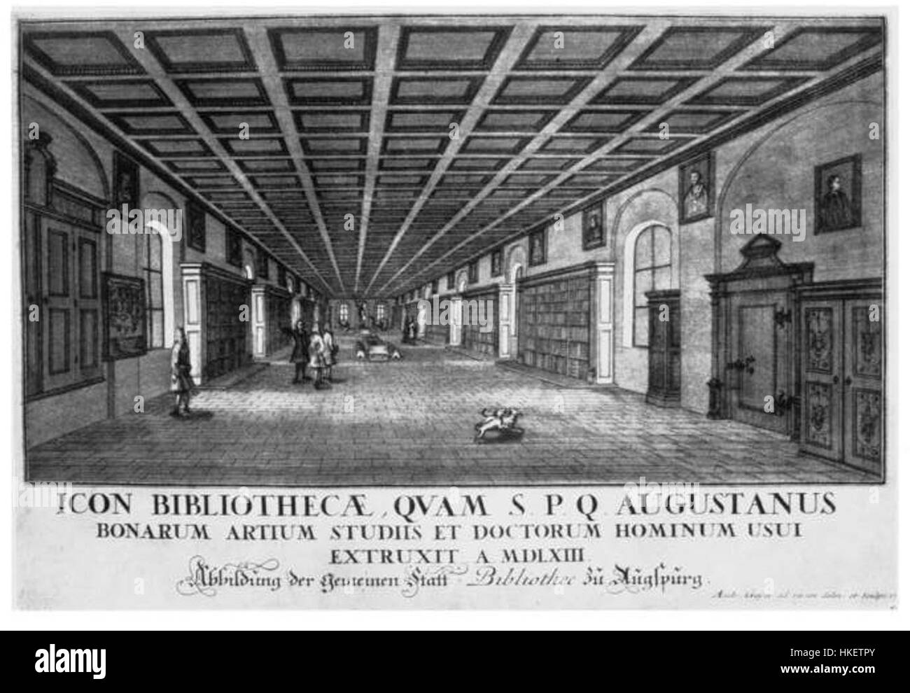 The interior of the Stadtbibliothek in Augsburg, Germany, is depicted here, highlighting the ...