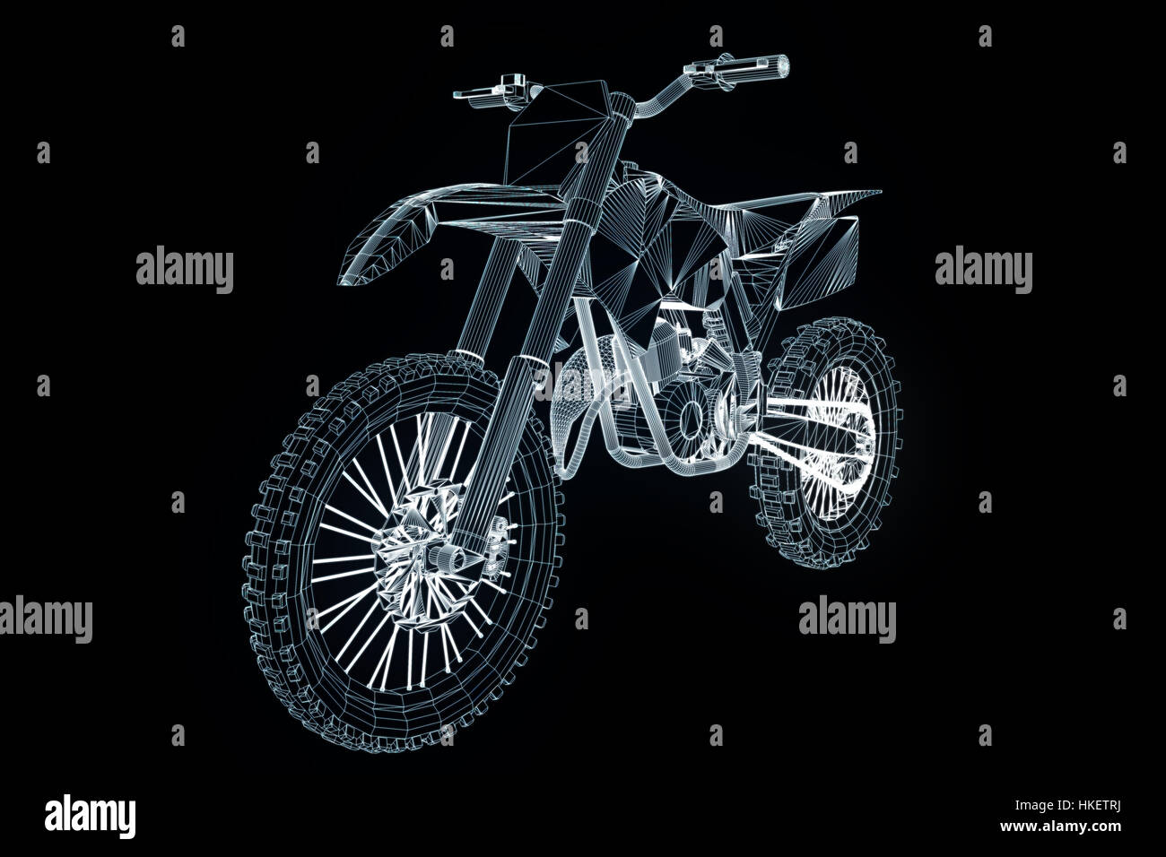 Motorbike in Hologram Wireframe Style. Nice 3D Rendering Stock Photo ...