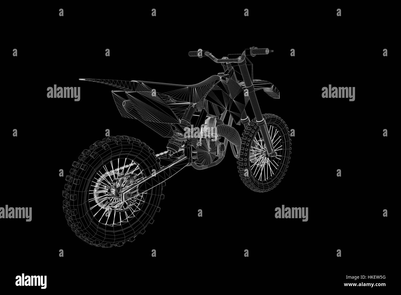 Motorbike in Hologram Wireframe Style. Nice 3D Rendering Stock Photo ...