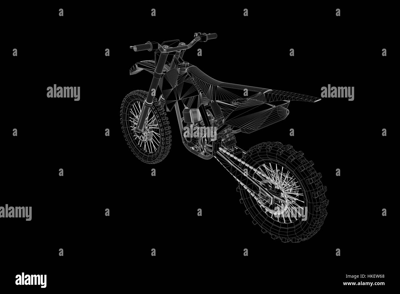 Motorbike in Hologram Wireframe Style. Nice 3D Rendering Stock Photo ...