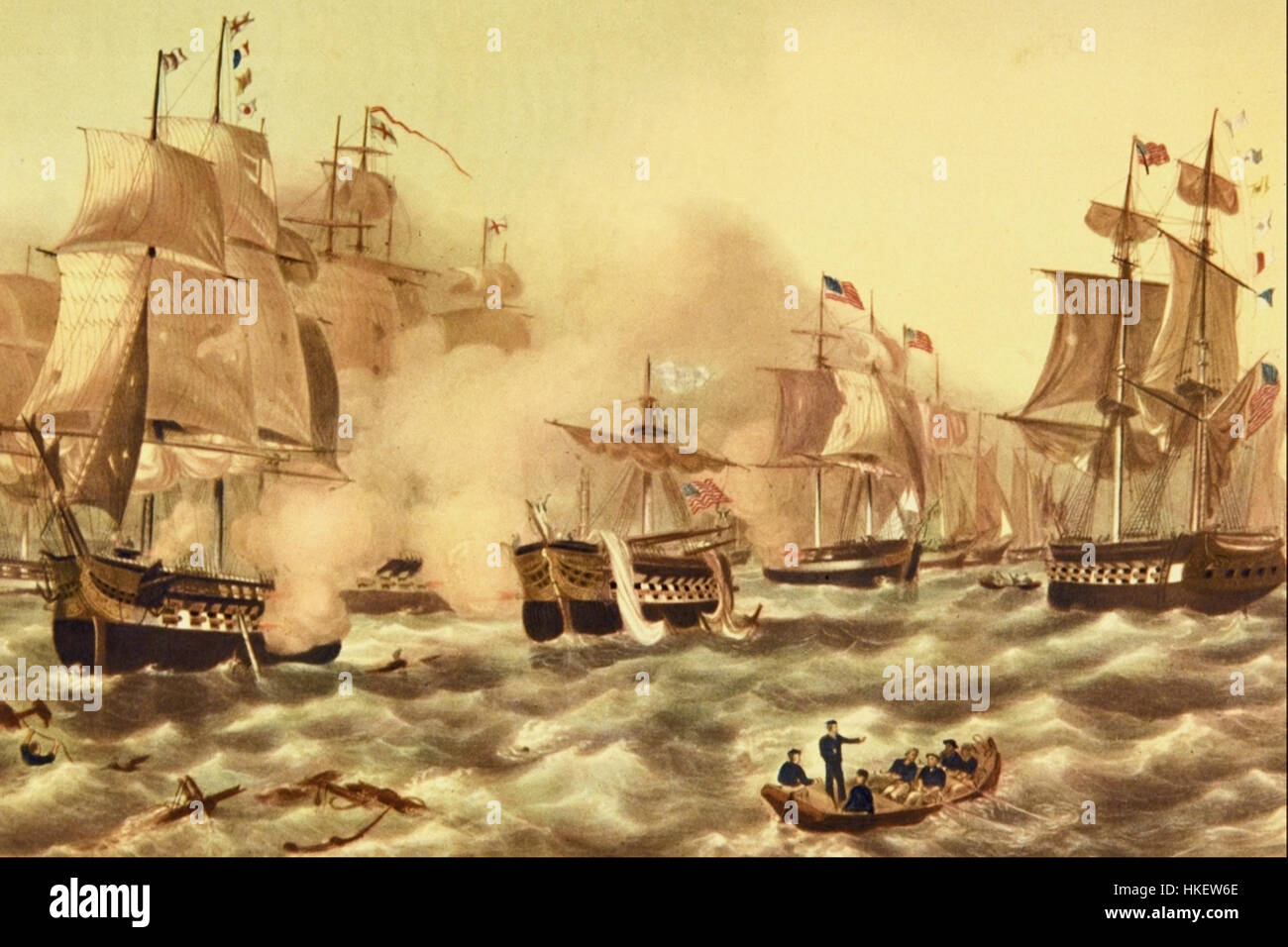 The painting 'The Battle of Lake Erie' by J. Perry Newell depicts the ...