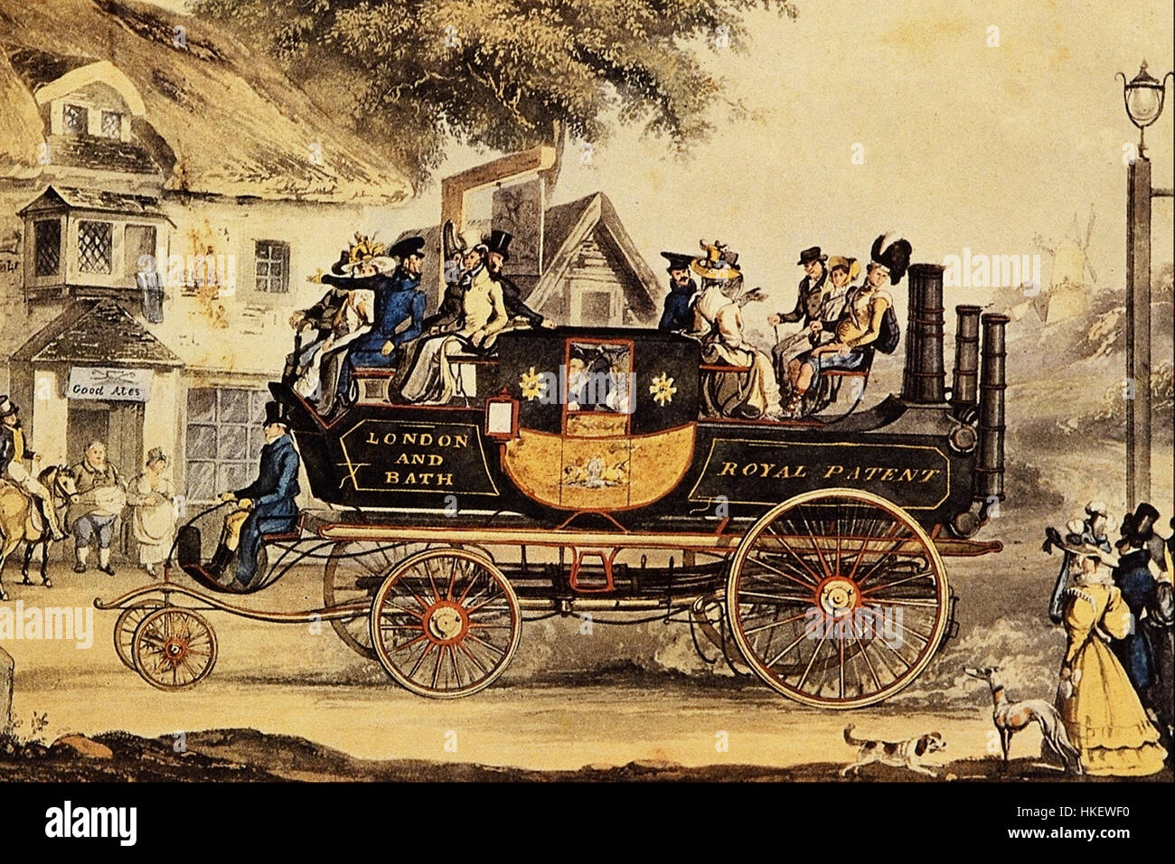 This painting, *The New Steam Carriage* by George Morton, depicts one ...