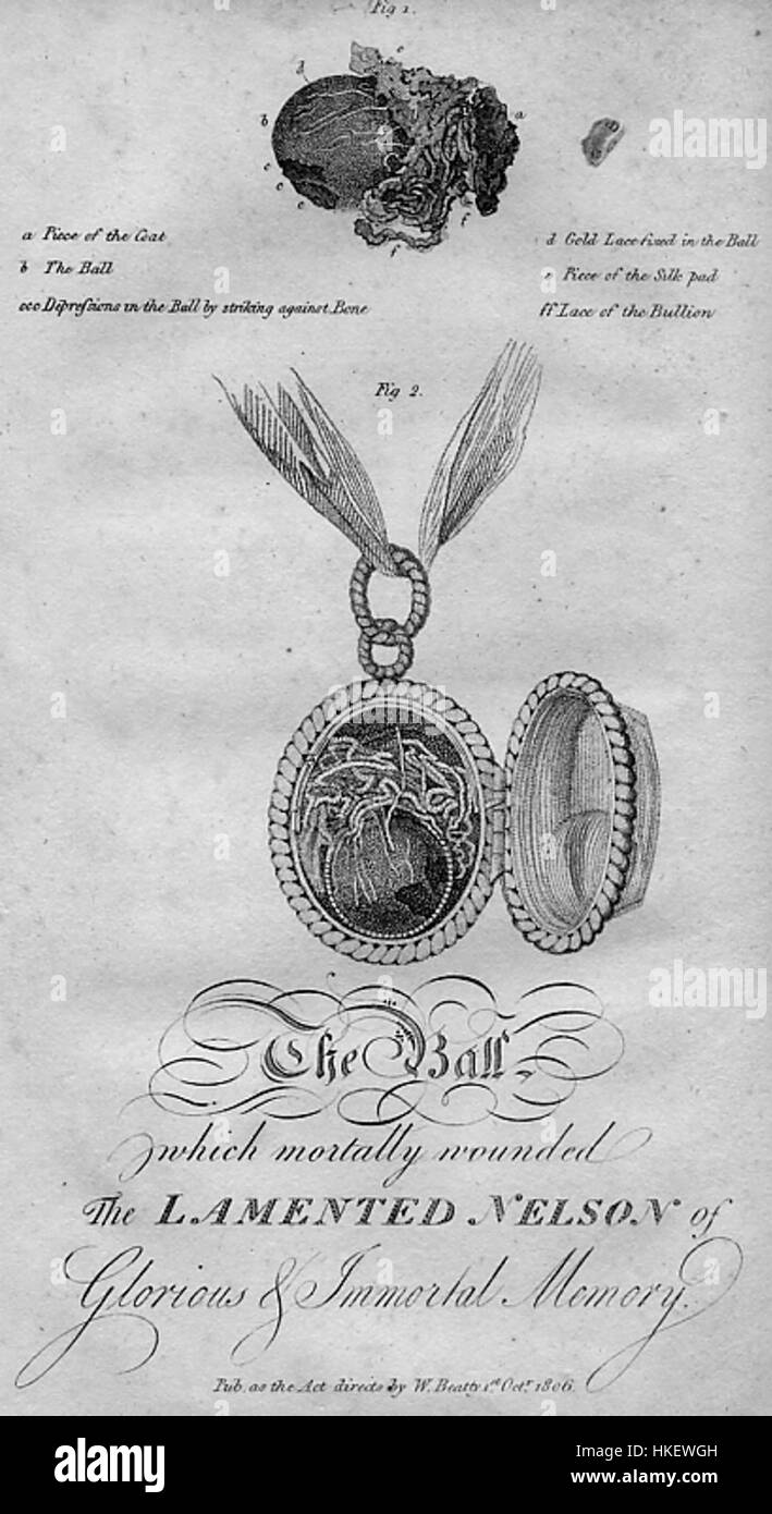 This historical artwork depicts the ball that mortally wounded Admiral ...