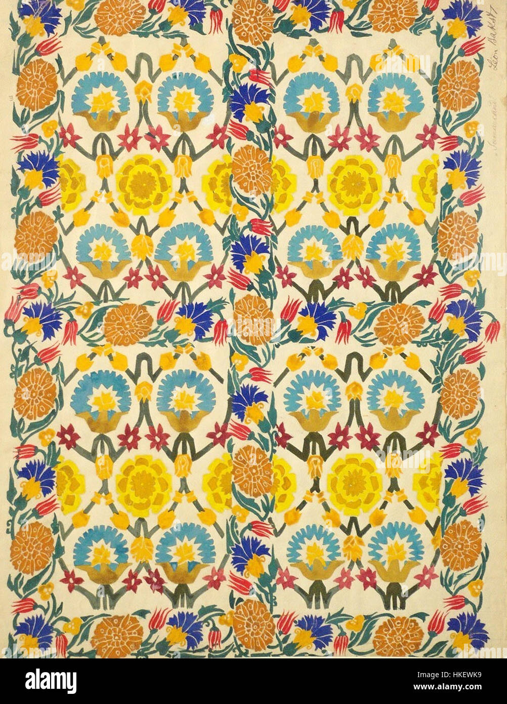 This textile print by Leon Bakst, a renowned artist of the early 20th ...
