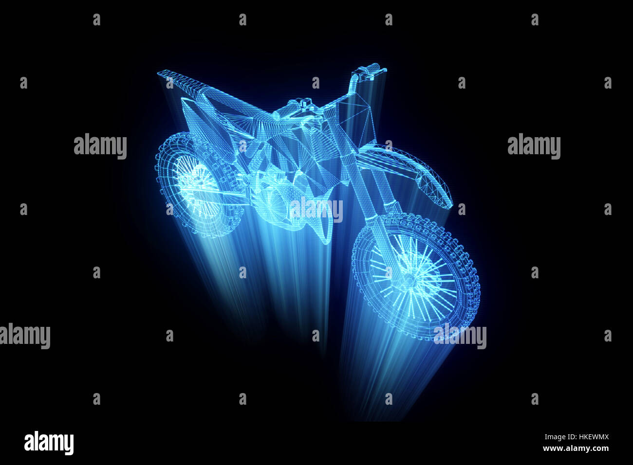 Motorbike in Hologram Wireframe Style. Nice 3D Rendering Stock Photo ...