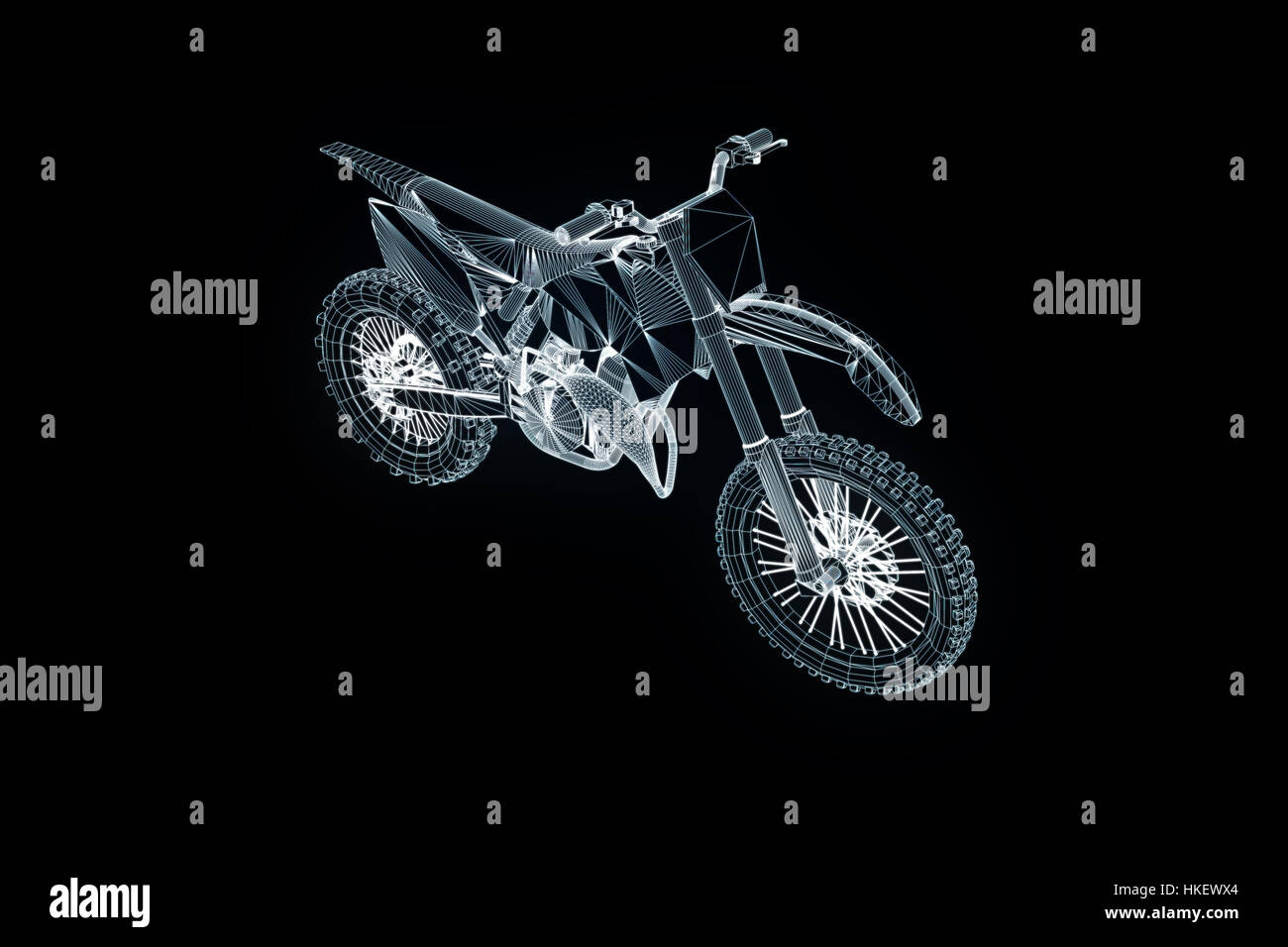 Motorbike in Hologram Wireframe Style. Nice 3D Rendering Stock Photo ...