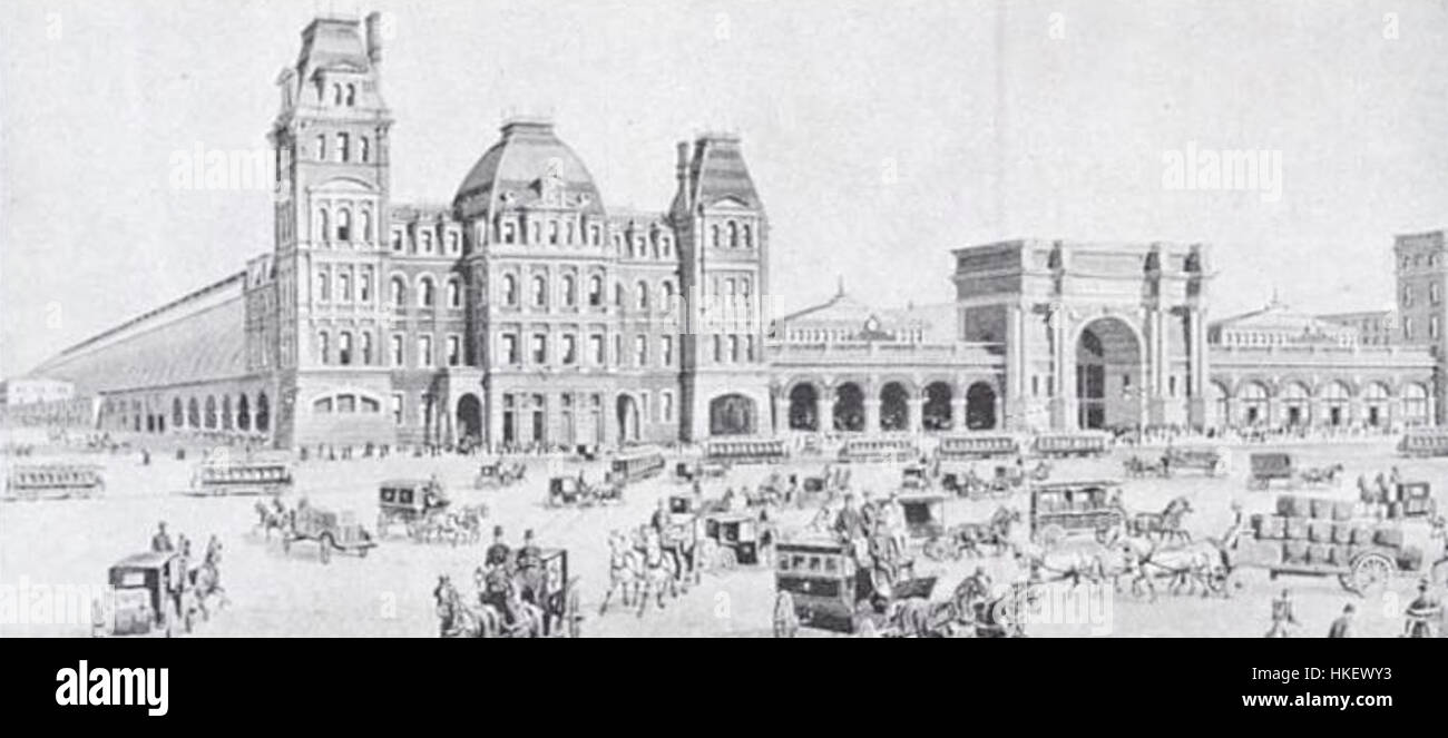 A painting of Union Station in Boston, depicting the grand ...
