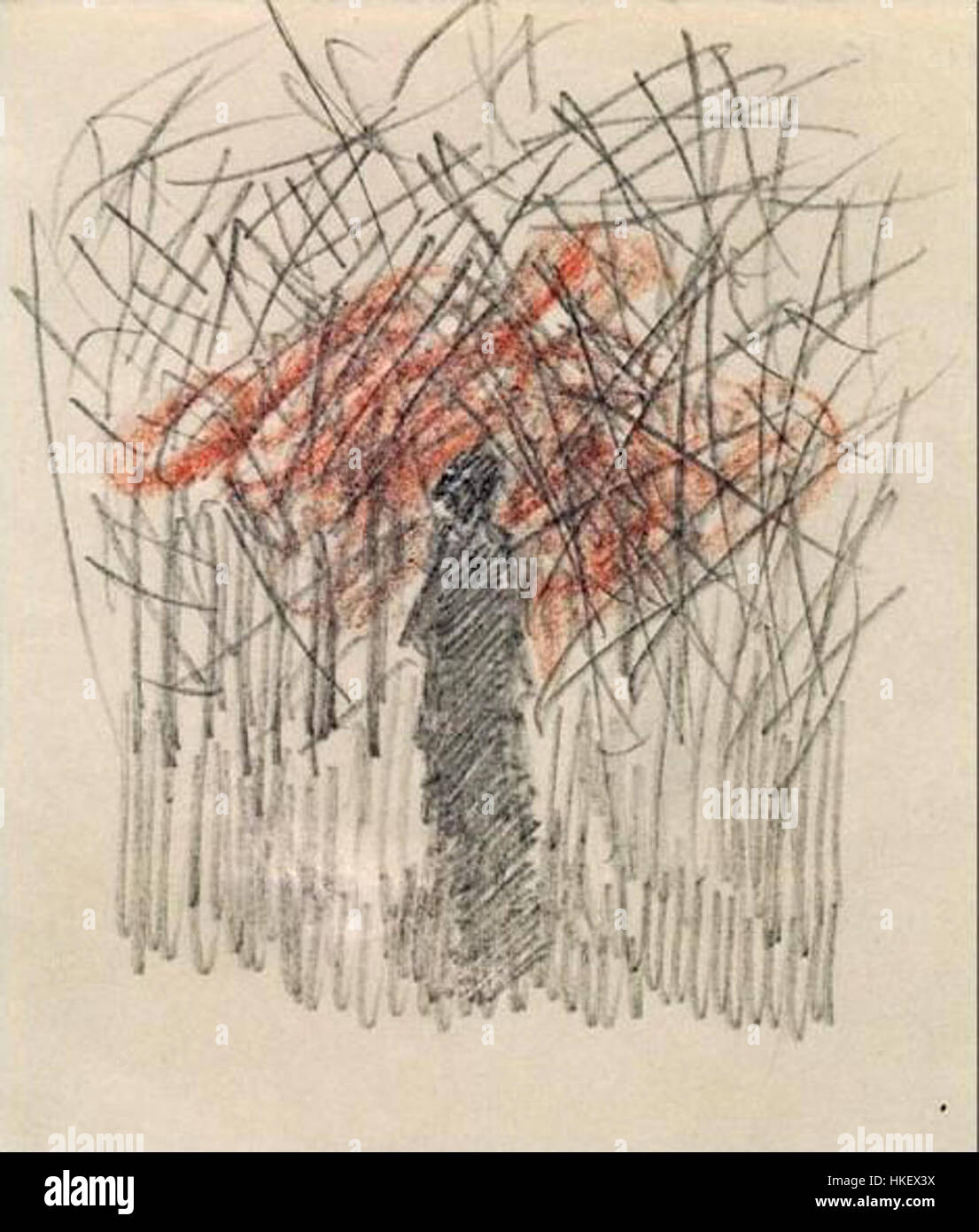 This untitled drawing by Geo Milev reflects his unique artistic style ...