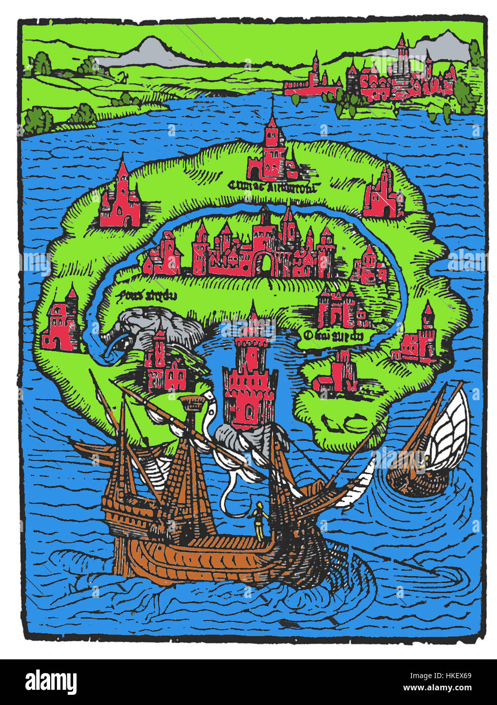 This colorful artwork titled 'Utopia' portrays an imaginative and ...