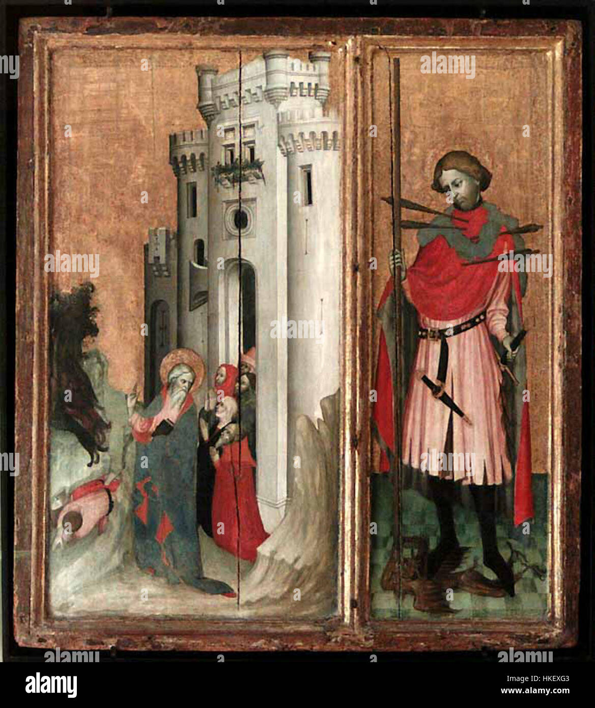 A historical artwork featuring St. Sebastian, part of the *Retable of ...