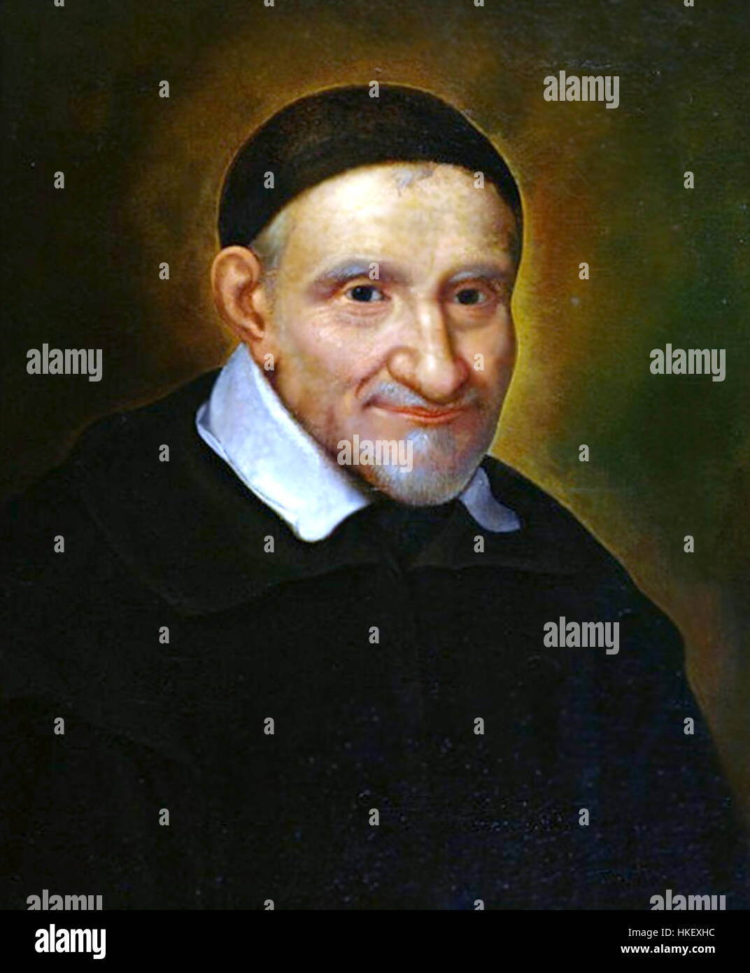 A painting of Saint Vincent de Paul, the French priest and founder of ...