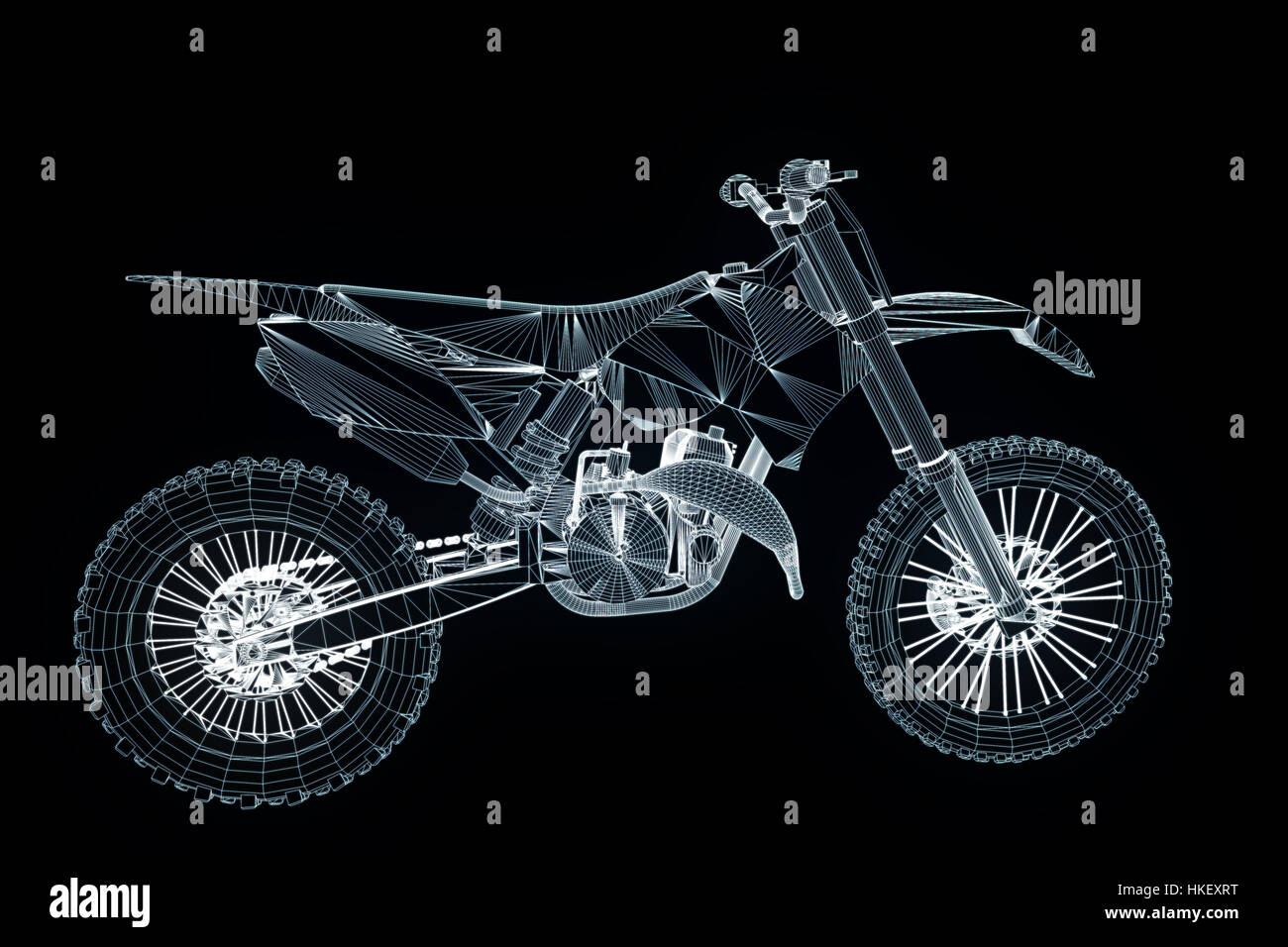 Motorbike in Hologram Wireframe Style. Nice 3D Rendering Stock Photo ...