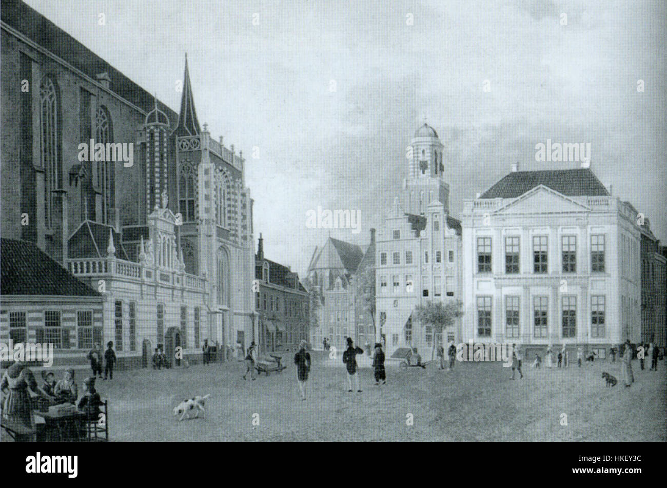 The artwork titled 'Zwolle Grote Markt' depicts a historical scene set ...