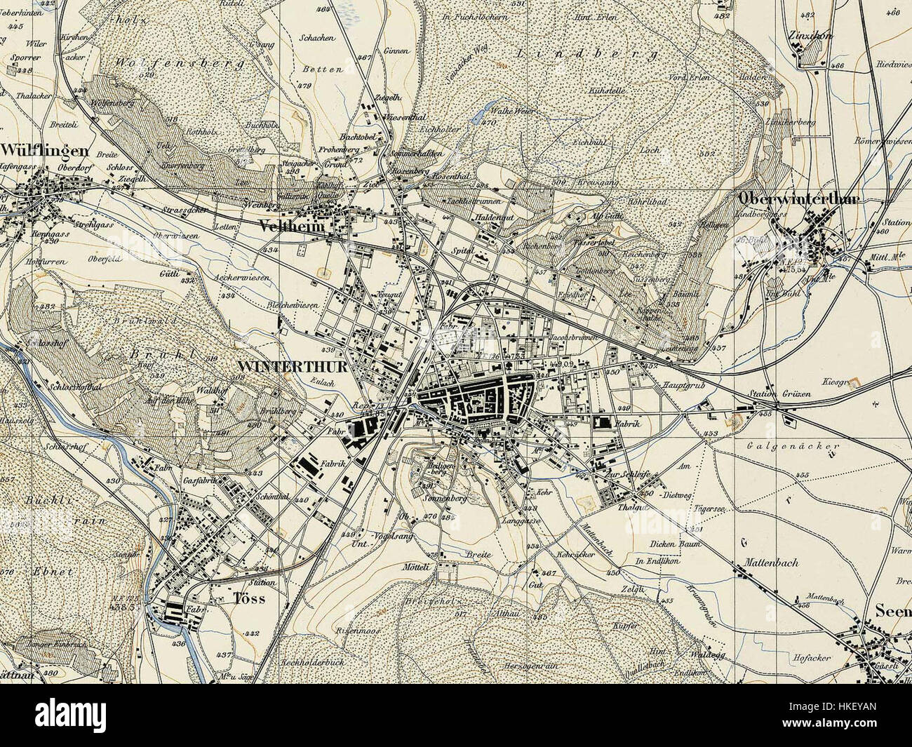 The *Winterthur Siegfriedkarte* from 1881 is a historical map depicting ...