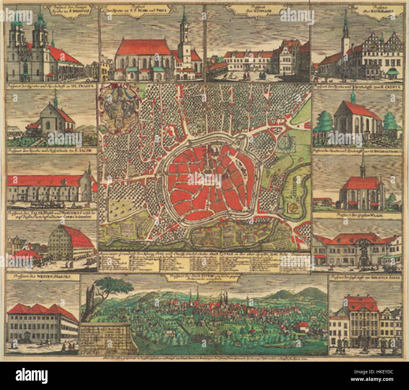 This map of Zittau from 1744 shows the city’s layout during the 18th ...