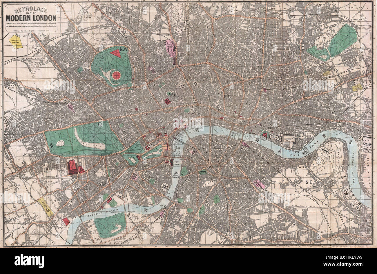 This 1862 pocket map of London, created by Reynolds, provides detailed ...