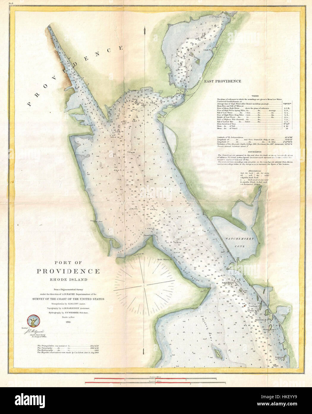 U s coast survey map or chart of providence hi-res stock photography ...