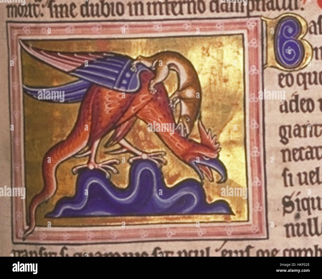 This page from the Aberdeen Bestiary depicts the legendary basilisk, a ...