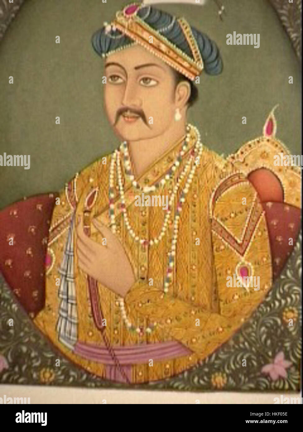 A painting depicting Emperor Akbar, one of the most significant rulers ...