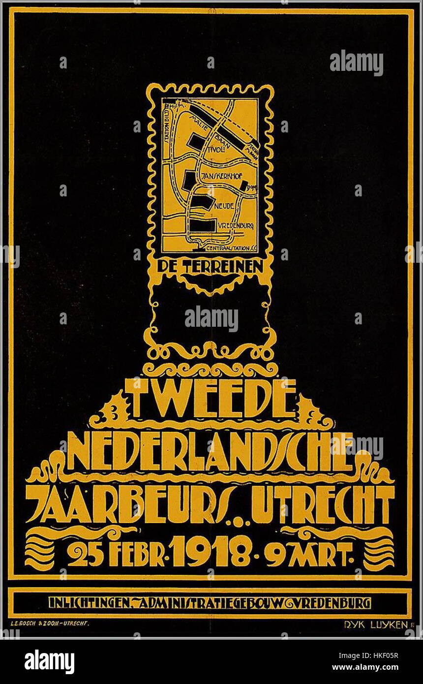 This 1918 poster by Ryk Luyken promotes the Jaarbeurs exhibition in ...