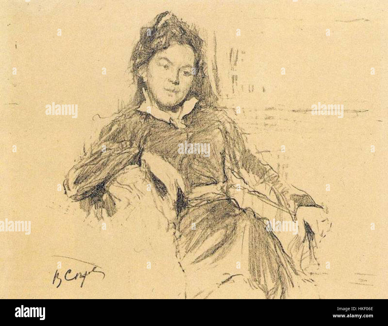 This portrait by F. Malyavin depicts A.P. Ostroumova Lebedeva, a ...