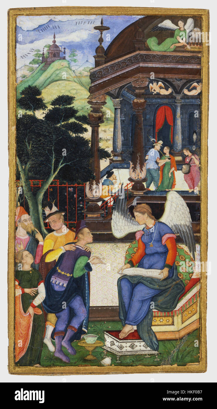 This early 17th-century painting, *An Angel Conversing with a Group of ...