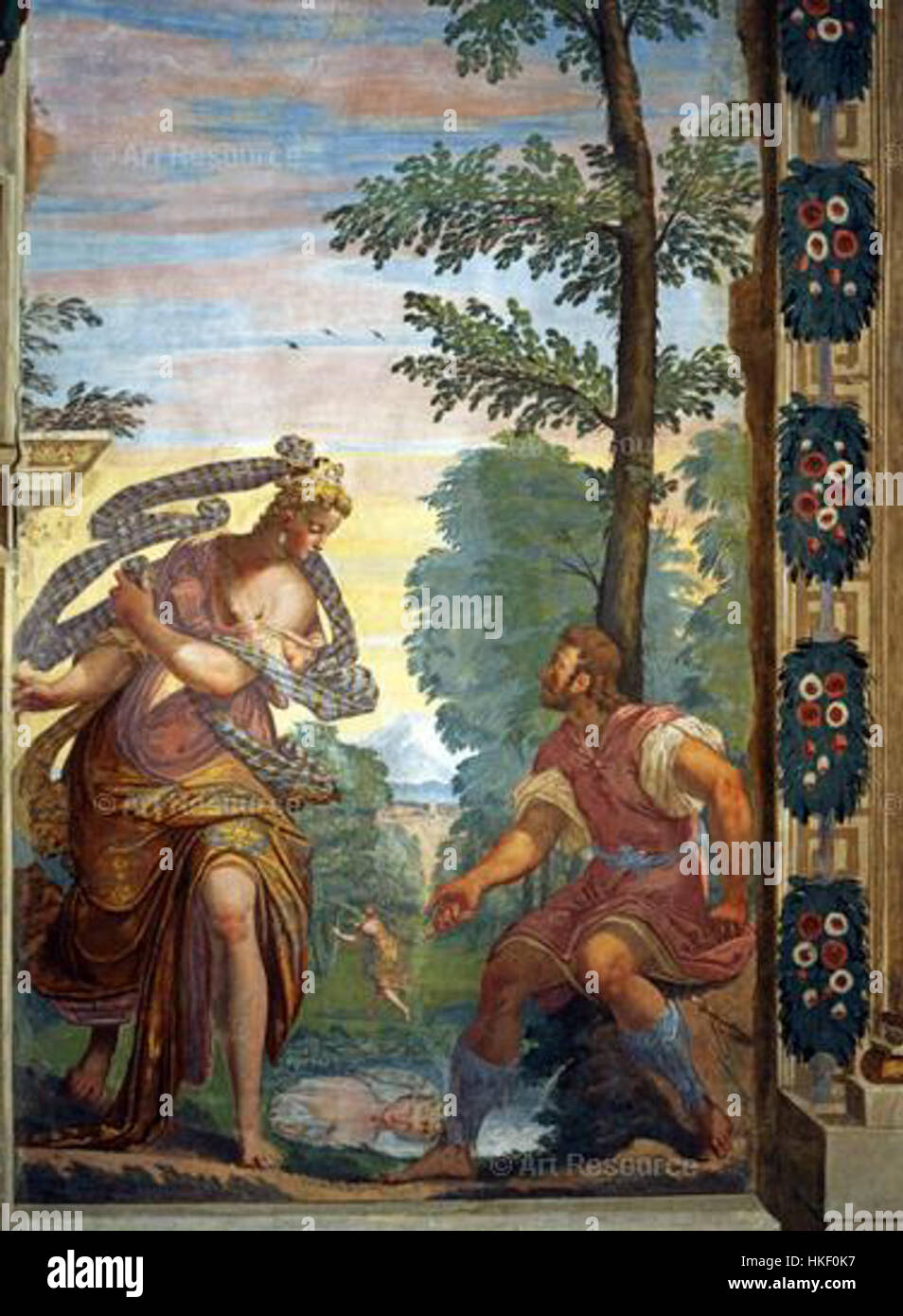'Aminta e Silvia' is an evocative painting that captures the dramatic ...