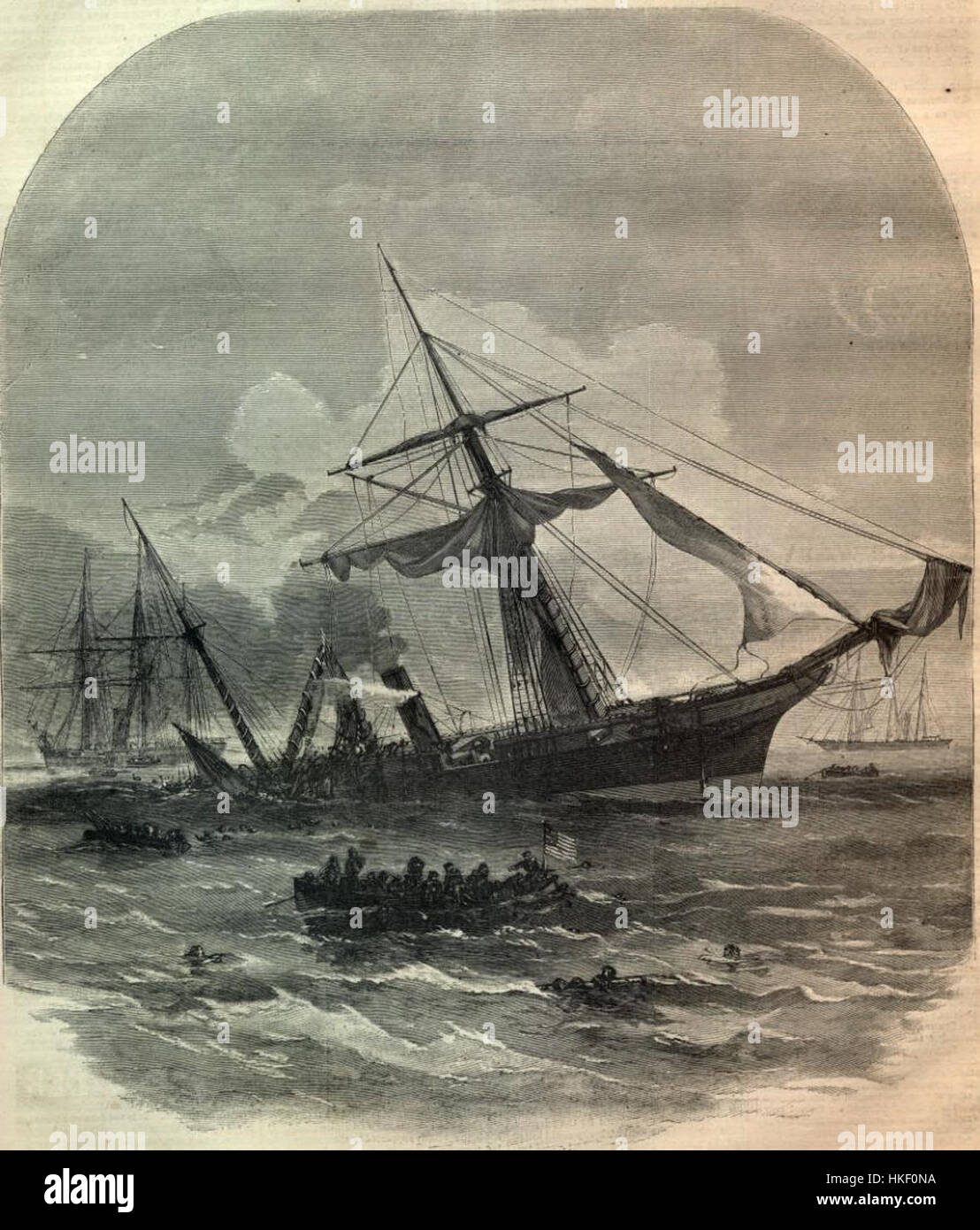 The painting 'Sinking of the Alabama' depicts the naval battle between ...