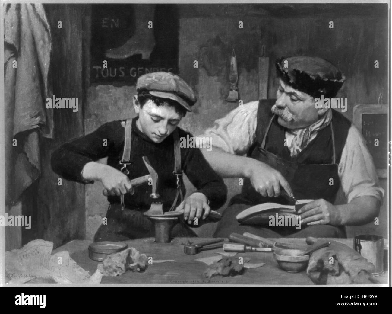 This painting portrays the theme of apprenticeship, illustrating the ...