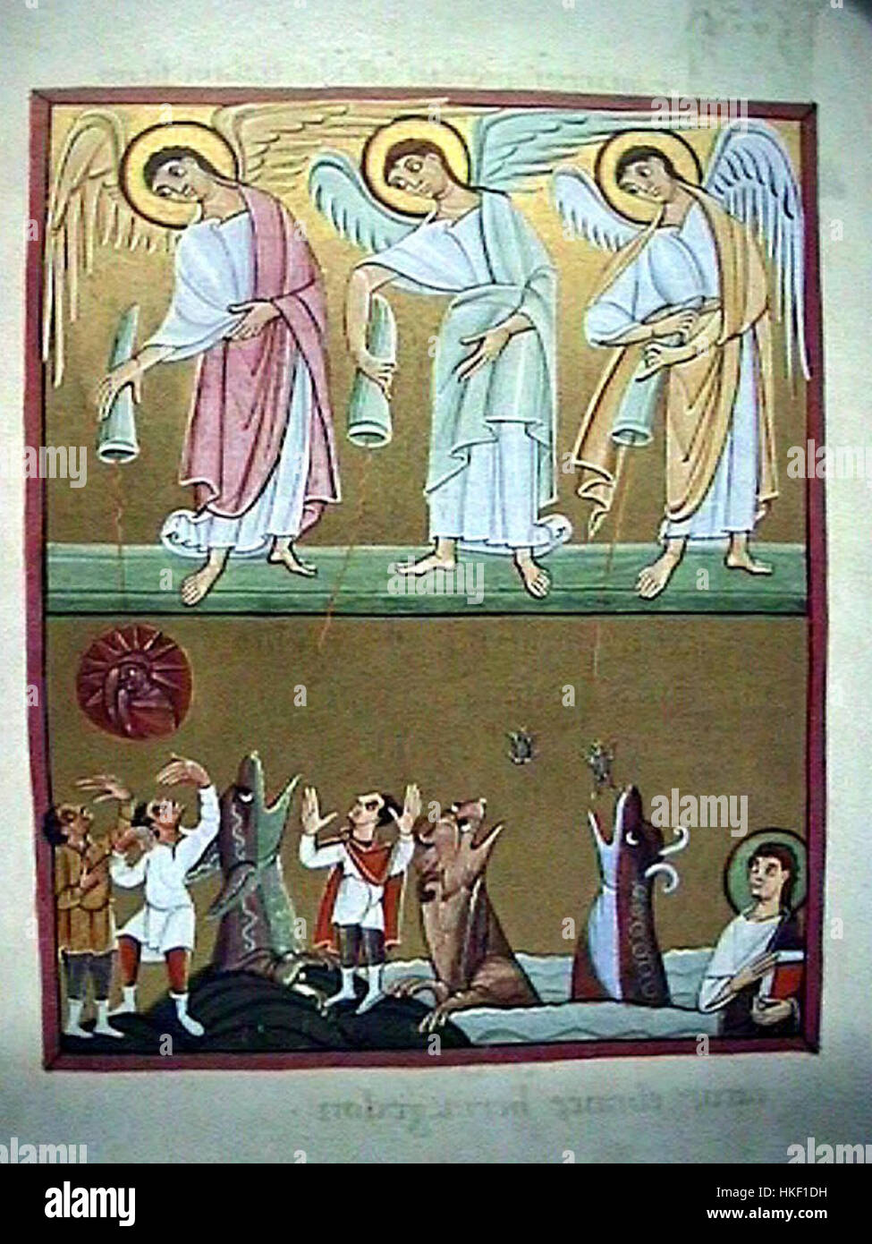 This illustration from the Bamberg Apocalypse manuscript depicts the ...