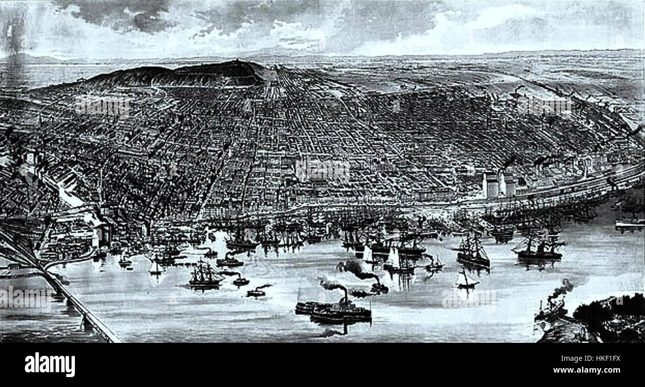 This 1889 bird's-eye view of Montreal captures the city from an ...
