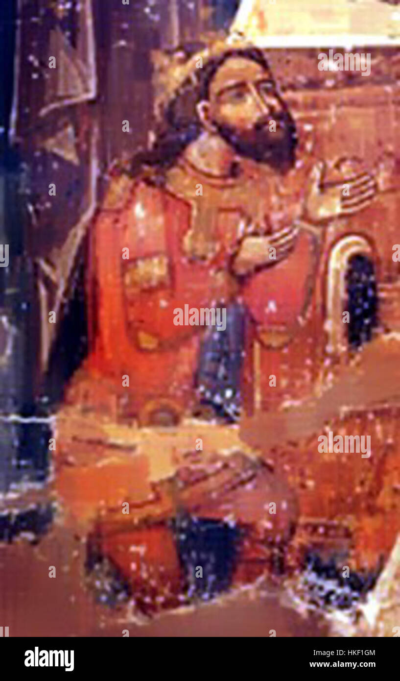A painting of Basarab I, the founding ruler of Wallachia, capturing his ...