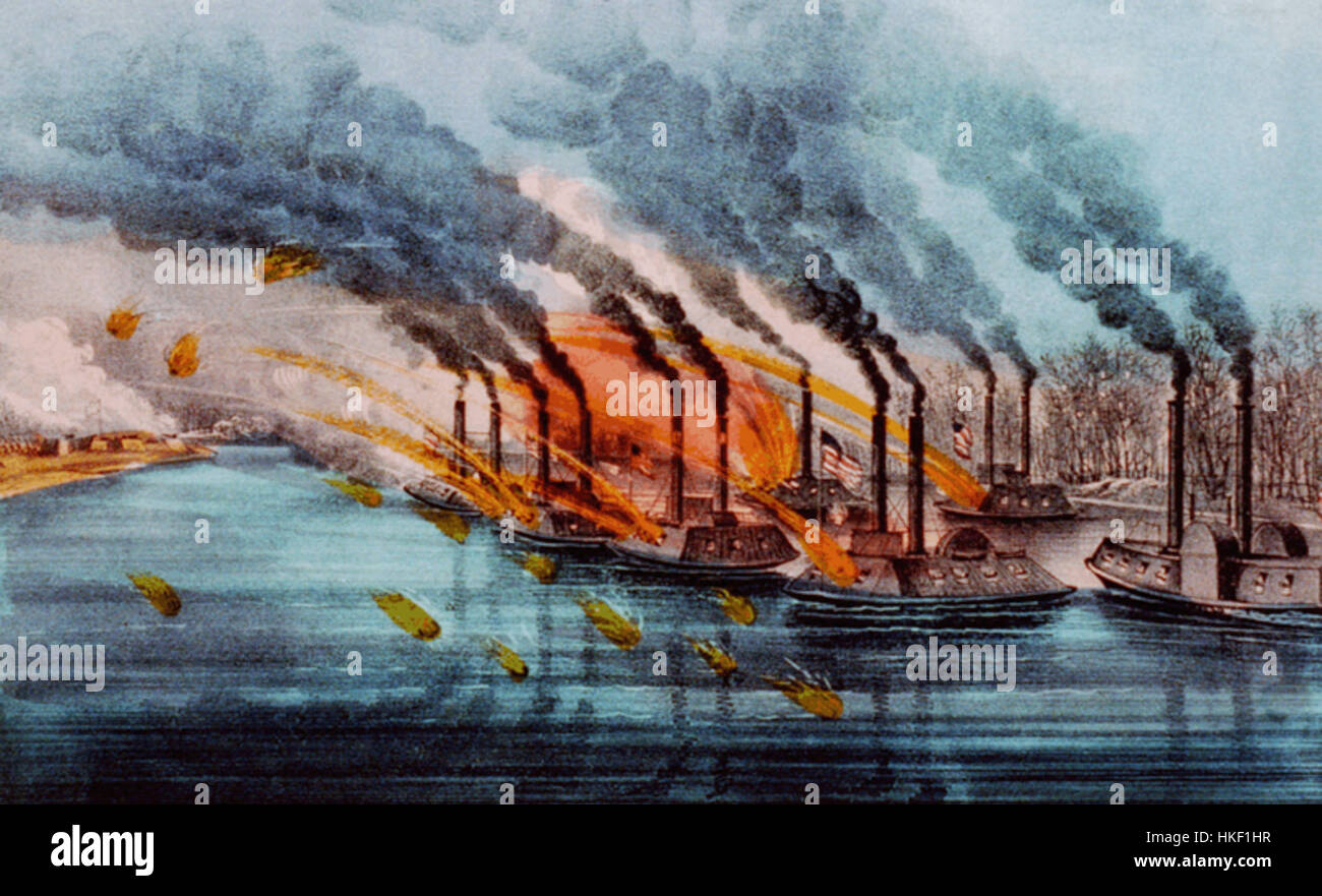 The *Battle of Fort Henry* painting depicts the American Civil War ...