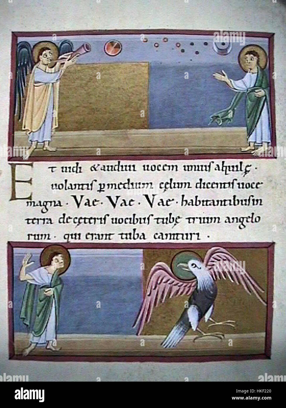 A page from the Bamberg Apocalypse manuscript, illustrating the Fourth ...