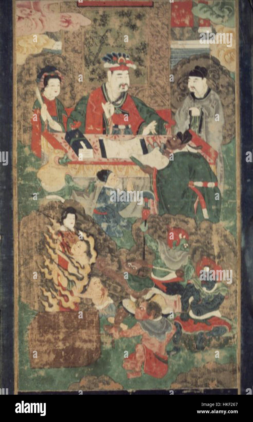 This artwork, displayed at the Brooklyn Museum, depicts the Ten Kings ...